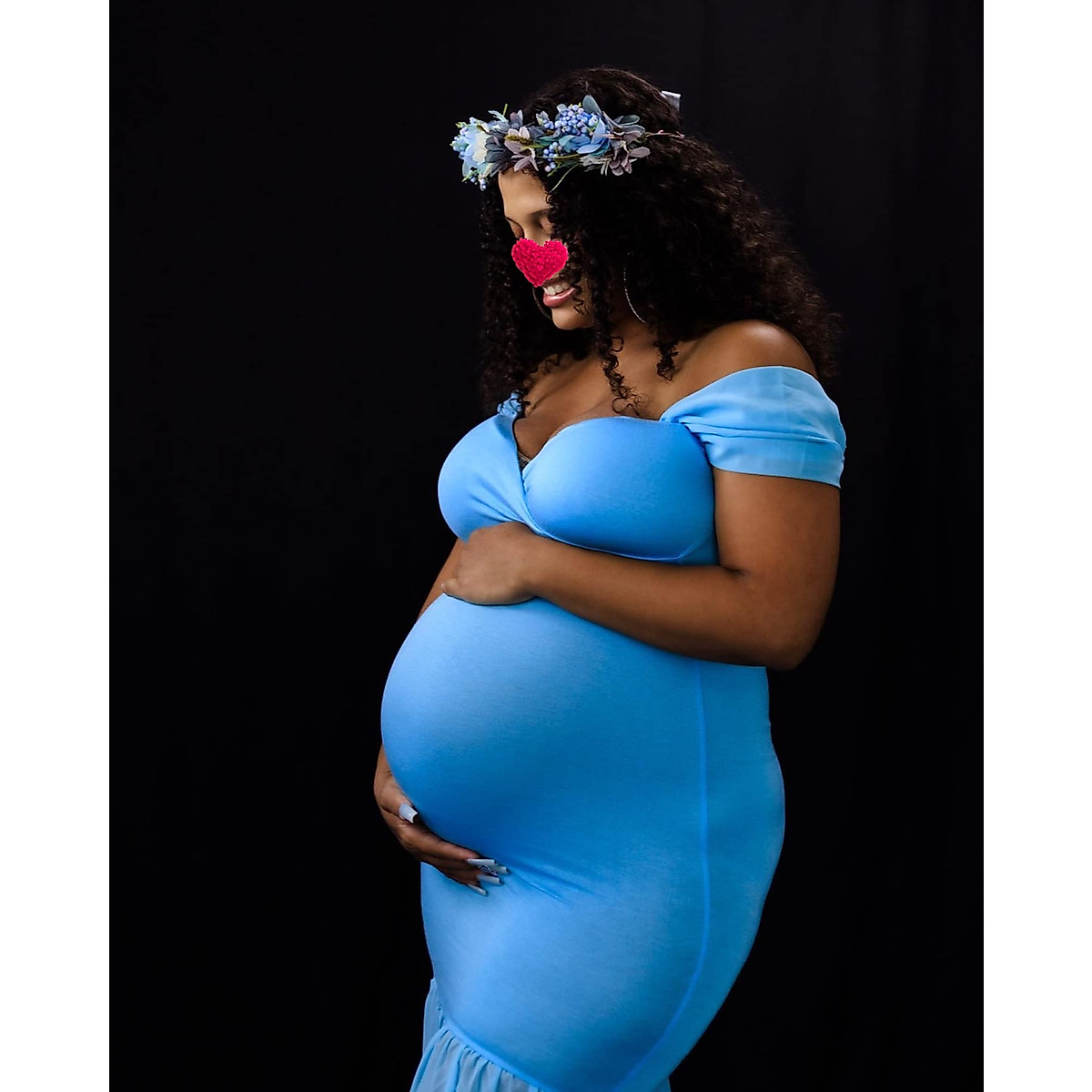 Vivivalue Flower Wreath Crown Boho Flower Headband Hair Garland Floral Headpiece Halo with Wrist Wedding Party Festival Photos Blue