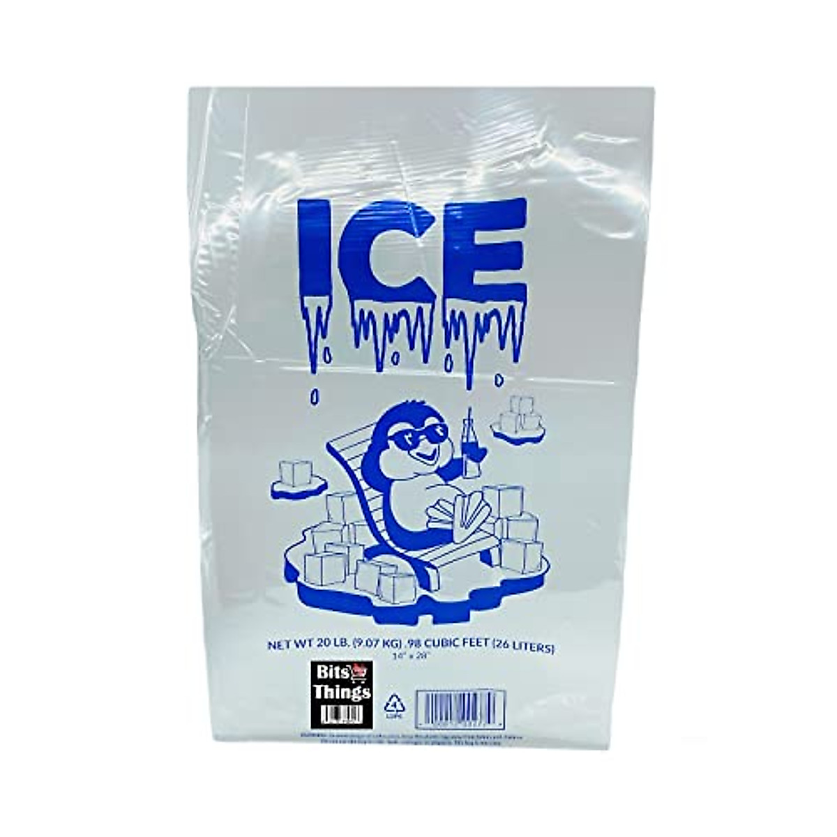 Bits N Things 20 lb. Clear Wicketed Plastic Ice Bags with Ice Print - 250/Case