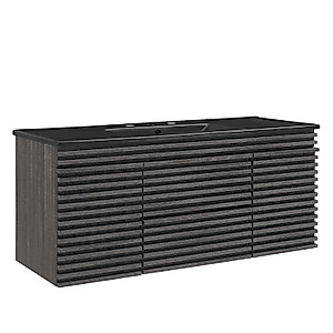 Modway Render 48" Wood Wall-Mount Bathroom Vanity - Charcoal/Black