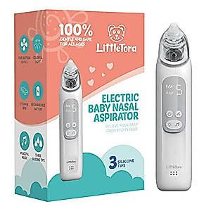 LittleTora Baby Nasal Aspirator - Rechargeable Electric Nose Sucker Baby Nose Cleaner - Toddlers Booger Mucus Sucker - Baby Vac Nasal Aspirator - Infant Booger Suction Removal Device
