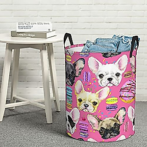 KiuLoam Cute French Bulldog 19.6 Inches Large Storage Basket Collapsible Organizer Bin Laundry Hamper for Nursery Clothes Toys