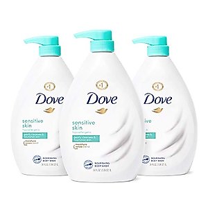 Dove Body Wash Hypoallergenic and Sulfate Free Body Wash Sensitive Skin Effectively Washes Away Bacteria While Nourishing Your Skin, 34 Fl Oz (Pack of 3)