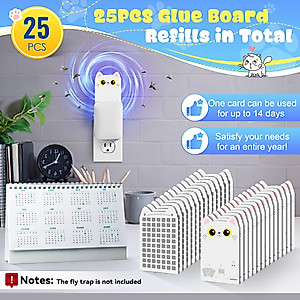 Qualirey 25 Pack Flying Insect Trap Refill Fly Traps, Insect Trap Glue Board Refills, Replacement Sticky Glue Cards for Insect Bug Mosquito Gnat Fruit Fly Trap Indoors (Cat Shape)