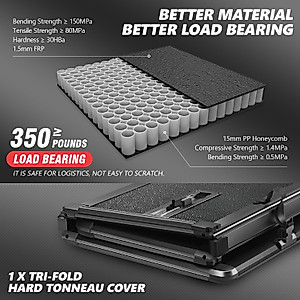 DNA MOTORING New Upgrade Truck Bed Top Hard Solid Tri-Fold Tonneau Cover Compatible with 09-18 Dodge Ram 1500/10-16 Dodge Ram 2500 3500 6.5Ft Beds, TTC-HARD-019