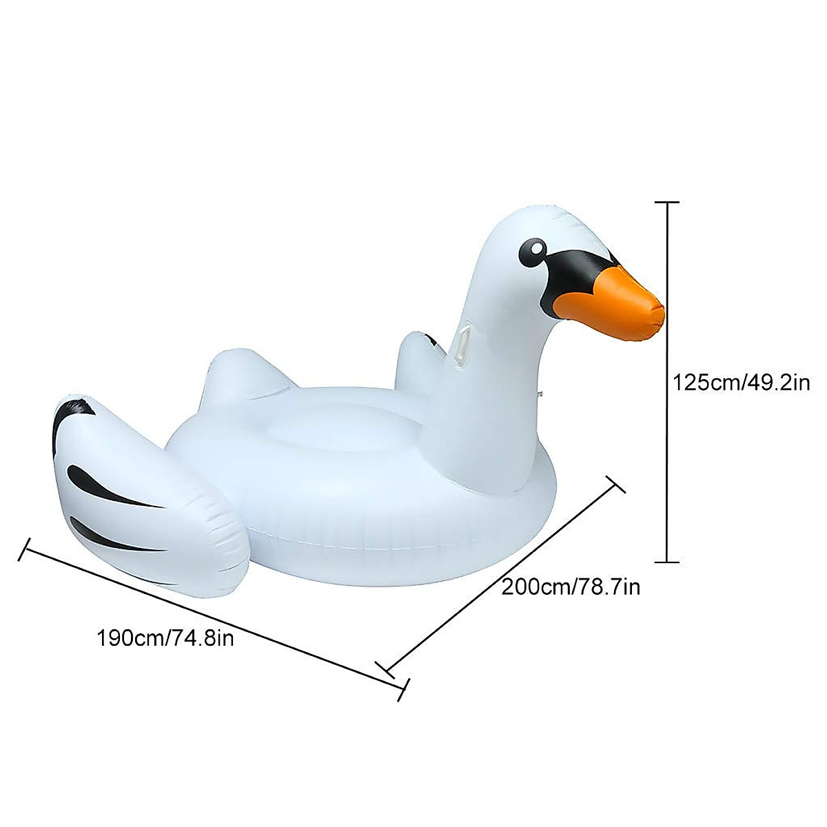 Toxz Swan Inflatable Ride-On Sitting Swimming Ring,Suitable for Children and Adults,Built-in Handles,74.8" X 78.7" X 49.2"(Ship from US!)