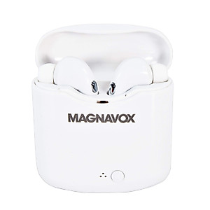 Magnavox MBH570 Bluetooth Mini Wireless Ear Buds with Charging Case in White