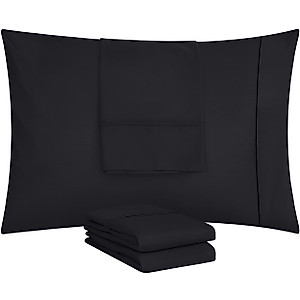 Utopia Bedding Queen Pillow Cases - Pack of 4 - Envelope Closure - Soft Brushed Microfiber Fabric - Shrinkage and Fade Resistant Pillow Covers Queen Size 20 X 30 Inches (Black)