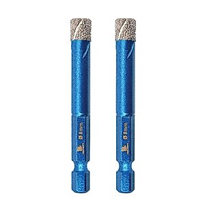 Diamond Drill Bit 8mm - BRSCHNITT 2pcs/Pack 5/16 Inch Diamond Hole Saw Drill Bit for Porcelain Tile Ceramic Stone Granite Marble,Hex Shank Dry Drilling Diamond Core Drill Bit Set