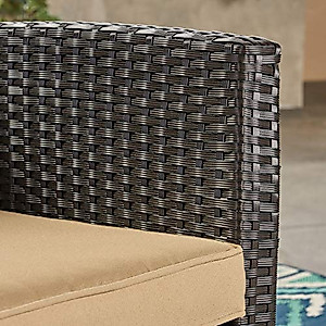 Christopher Knight Home Tori Outdoor Wicker Loveseat, Brown and Tan