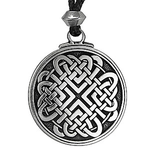 Pewter Celtic Love Knot Necklace - Woven Heart Pendant (1.25" Diameter)