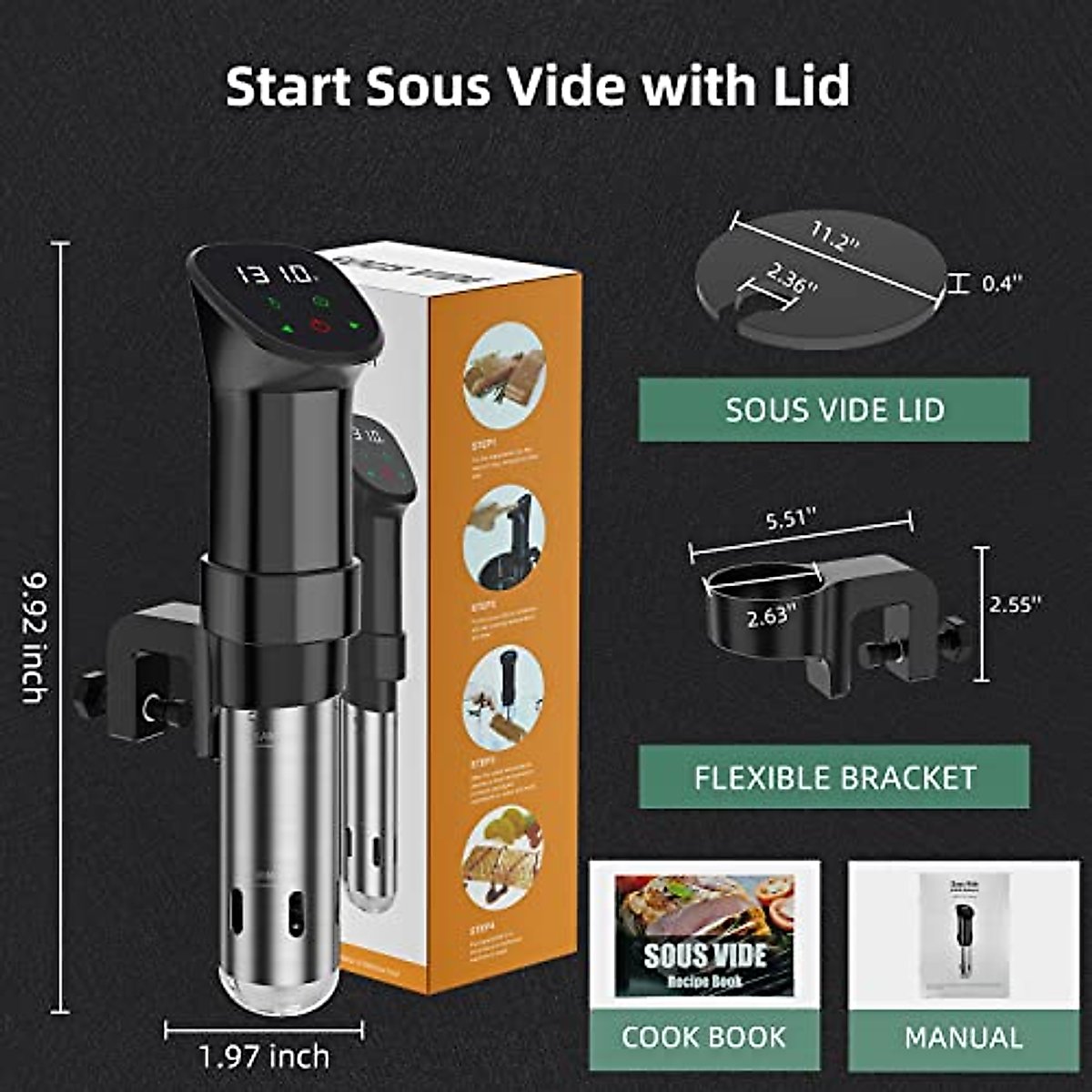 Zionheat Sous Vide Machine-Suvee Cooker Precision Cooker Sous Vide-1000W Fast Heating Thermal Immersion,Digital Touch Screen,With Accurate Temperature and Timer Circulator Precise Stainless Steel Cooker