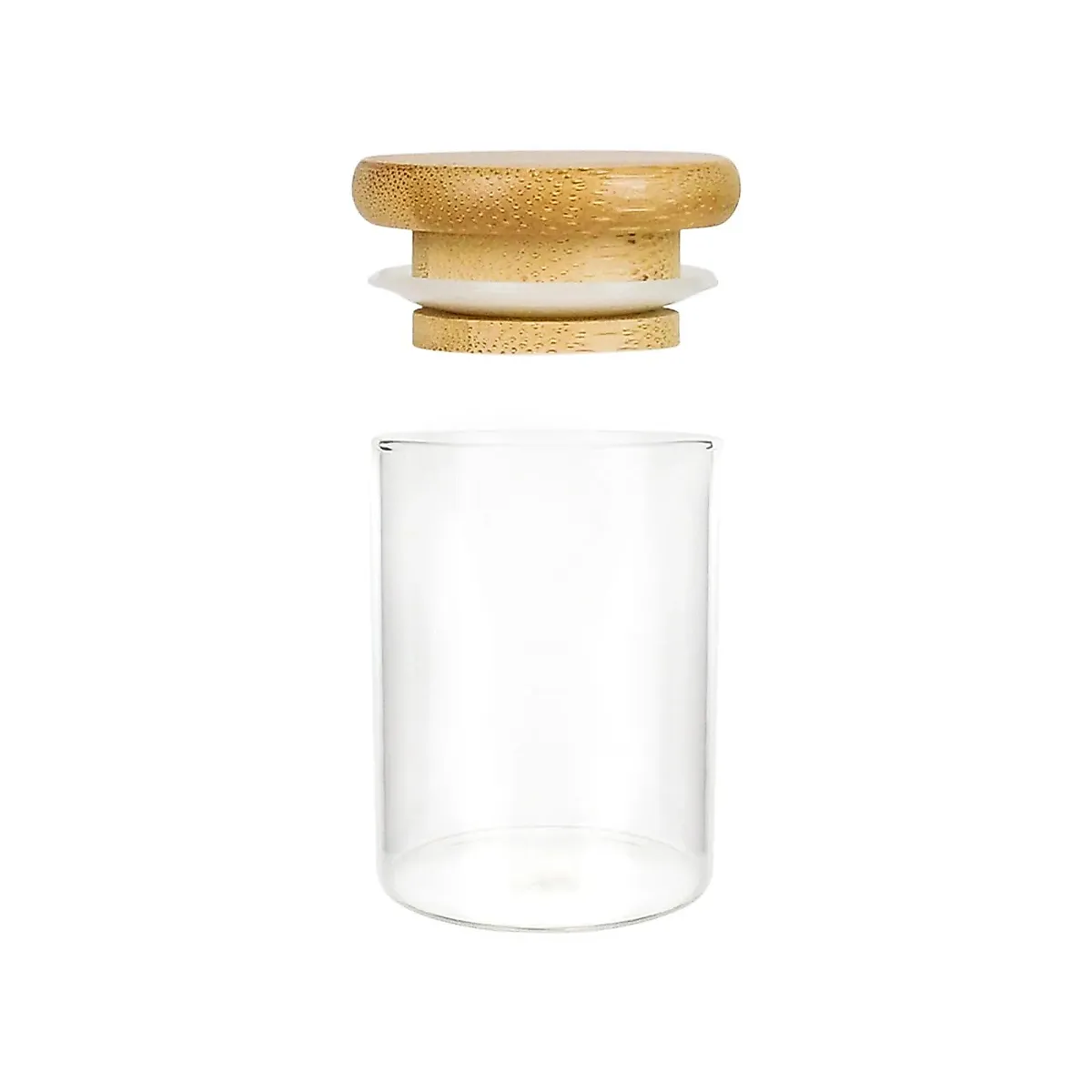 Human Objects 18oz/532ml Bamboo Lid Suction Glass Jars – 28 Grams - 40 Count Airtight Food Storage Containers, for Candles, Spices, Herbs, Serving Candy, Cookie, Rice, Food etc.