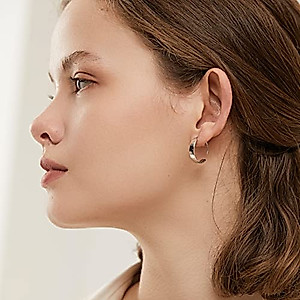 Handmade 925 Sterling Silver Huggie Half Hoop Earrings, Hypoallergenic Minimalist Cartilage Piercing Earrings for Women Girls