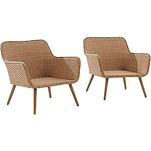 Crosley Furniture CO7185-LB Landon Outdoor Wicker Chairs (Set of 2) Light Brown