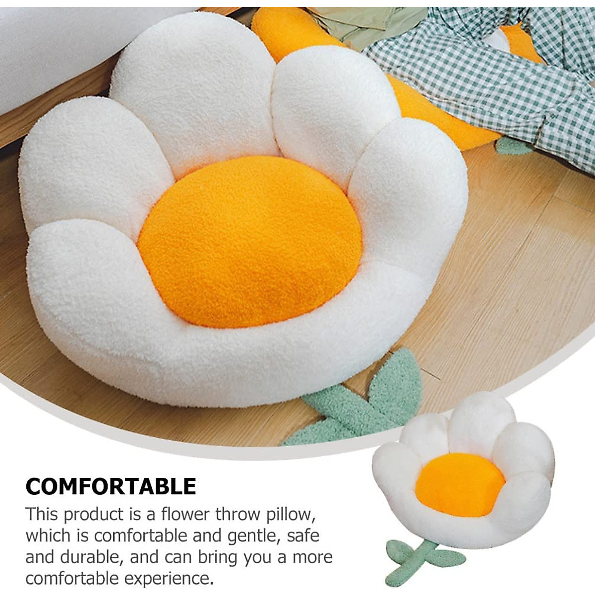 Hanbella Flower Cushion Lazy Sofa Office Chair Cushion Bear Paw Warm Floor Cute Seat Pad for Dining Room Bedroom Comfort Chair for Health Building (23.6 Inches, Red Sunflower)