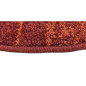 Unique Loom Autumn Collection Modern Contemporary Casual Abstract Area Rug, Round 3' 3 x 3' 3, Terracotta/Burgundy Border