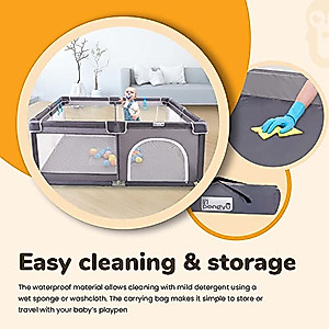 Baby Playpen for Babies and Toddlers, 50 x 50 inch Baby Play Yards, Kids Play Pen for Indoor & Outdoor, Large Baby Playpen, Portable Toddler Play Yard with Carrying Bag, Anti-Slip Base, Li'l Pengyu