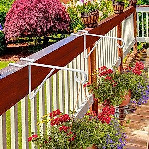 Gicare 4 Pack Vinyl Fence Hooks, Heavy Duty Durable White Fence Plant Hangers for Outdoor, Over The Fence Hooks, Patio Hooks for Hanging Plants, Flower Baskets, Bird feeders, Lights, Pool Equipment