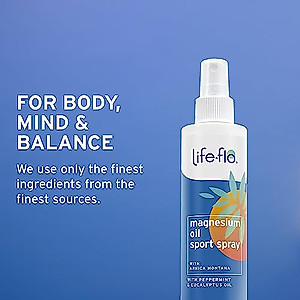 Life-flo Magnesium Oil Sport Spray, with Magnesium Chloride from The Zechstein Seabed Plus Arnica, Calms and Refreshes Muscles and Joints After Exercise, 60-Day Guarantee, Not Tested on Animals, 8oz