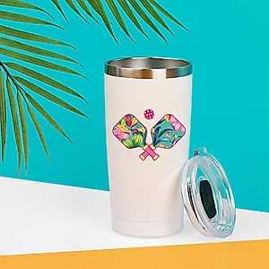 Seymour Butz Pickleball Gifts for Women - Insulated 20 oz Wine, Coffee Drink Tumbler- Gift for Pickleball Player (20 oz, pickleball)