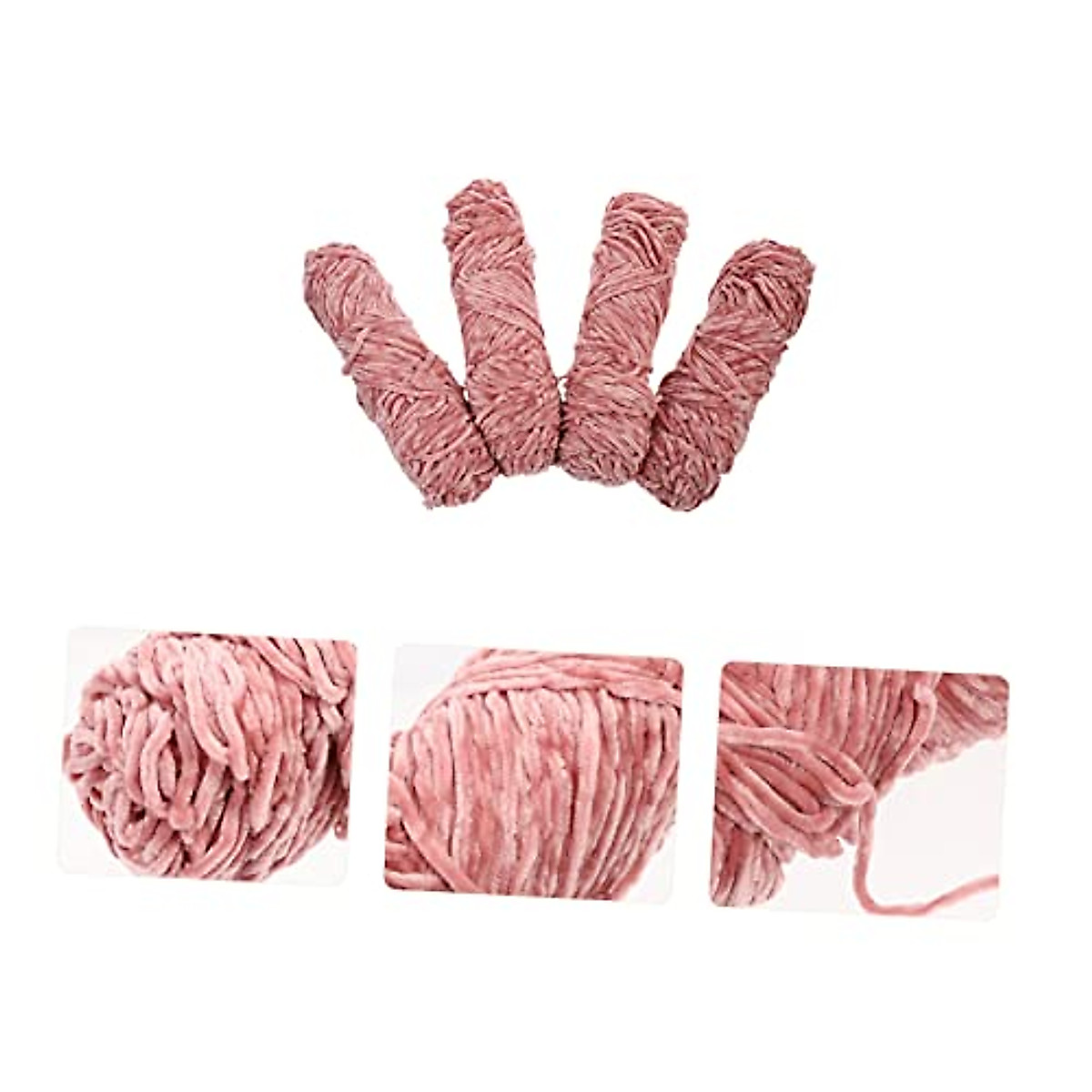 TEHAUX 4pcs Colorful Gold Velvet Yarn Crochet Yarn Thick Knitting Supplies Wool Scarf Chunky Knit Chenille Yarn Chunky Knit Yarn Cotton Yarn Knitting Thread DIY Chenille Wool Soft Pink