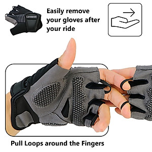 LuxoBike Cycling Gloves Mens Road Bike Gloves for Men-[5MM Gel Pad] Specialized Biking Gloves-[Ultra Breathable] Half Finger Road Bike Bicycle Gloves-[Silicone Antislip] for Cycling