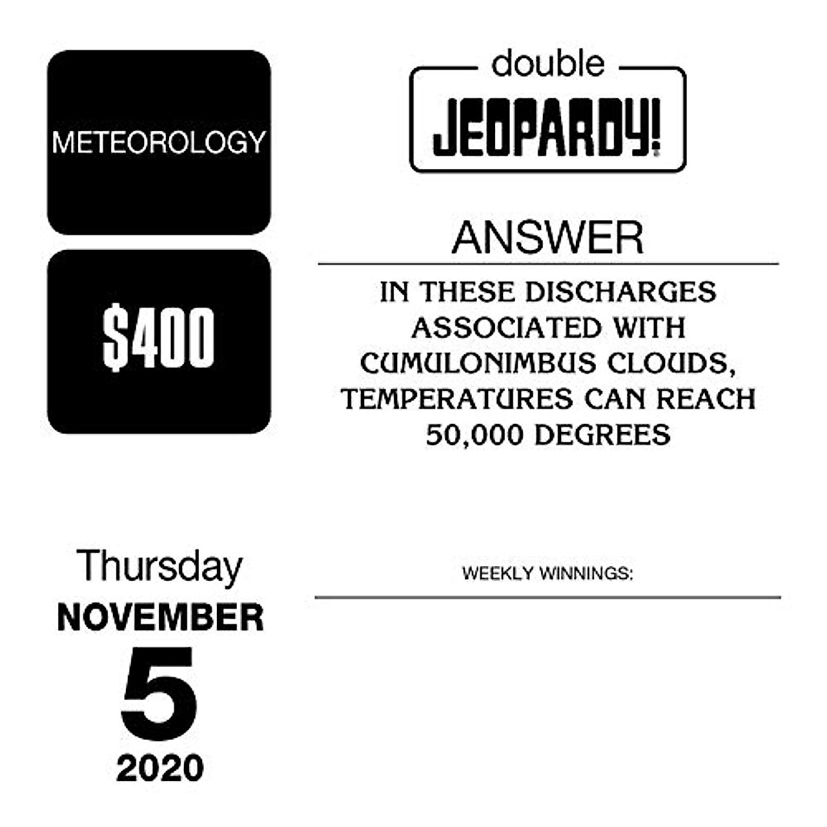 Jeopardy! 2020 Day-to-Day Calendar