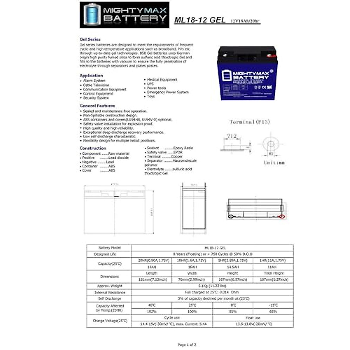 Mighty Max Battery 12V 18AH GEL Replacement Battery compatible with Interstate DCM0018