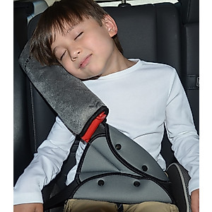 Seat Belt Adjuster and Pillow and Cover with Clip for Kids Travel with Baby on Board Decal Sticker, Neck Support Headrest Child and Short Adult, Car Seat Strap Cushion Pads for Baby Kids