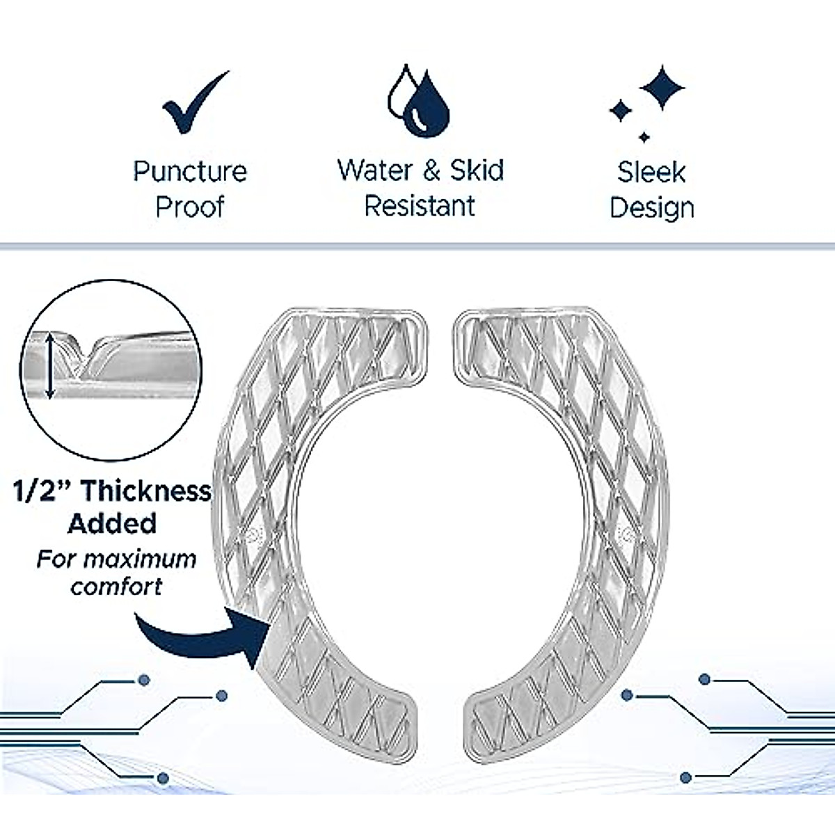Morvat Washable Gel Toilet Seat Cover, Padded Riser Cushion for Toilets & Commode Chair, Maximum Pain Relief Comfort & Support, Adhesive Raised Donut Pad for Elderly & Handicapped, White, Round