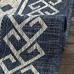 Antep Rugs Patio 8x10 Outdoor/Indoor Southwest Aztec Native Area Rug (Blue, 7'10" x 10')