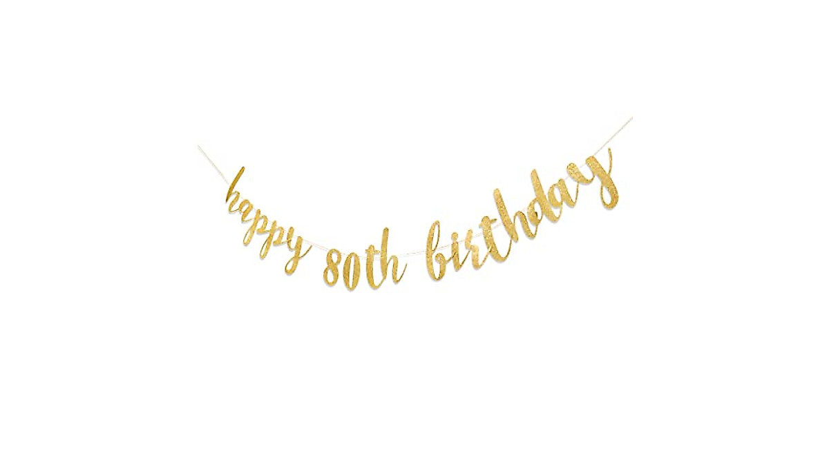 Happy 80th Birthday Banner Gold | Party Decorations