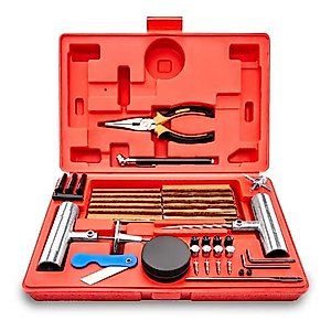 TOOLUXE 50003L Universal Heavy Duty Tire Repair Kit | 57 Piece Value Pack | Fix Punctures and Plug Flats | Ideal for Cars, Trucks, Motorcycle, ATV, Jeeps, Off Road Vehicles, RV, Tractors …