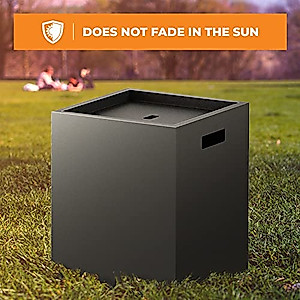 Outdoor Living Perfected Dunbar Water-Resistant Propane Tank Cover Table – Hide and Protect Standard 20 lb Propane Tank – Powder-Coated Steel, Black