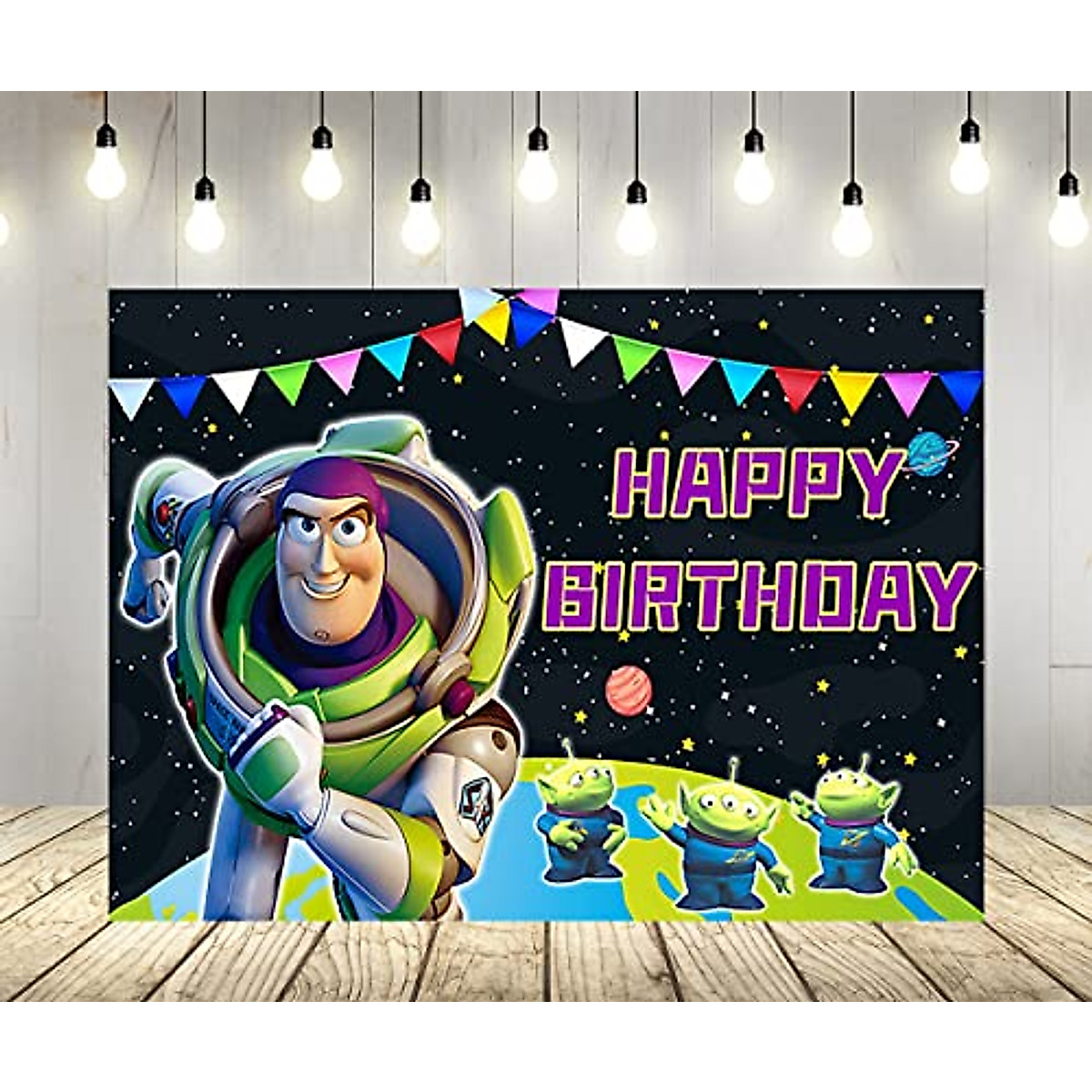 Outspace Backdrop for Birthday Party Supplies Buzz Lightyear Baby Shower Banner for Birthday Party Decoration 5x3ft