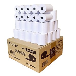 (50 Rolls) 3" x 165' 1-Ply Bond Receipt Paper POS Cash Register Paper | TMU200 SRP275 Star sp 700 Kitchen Printer Paper Rolls from Nayelish