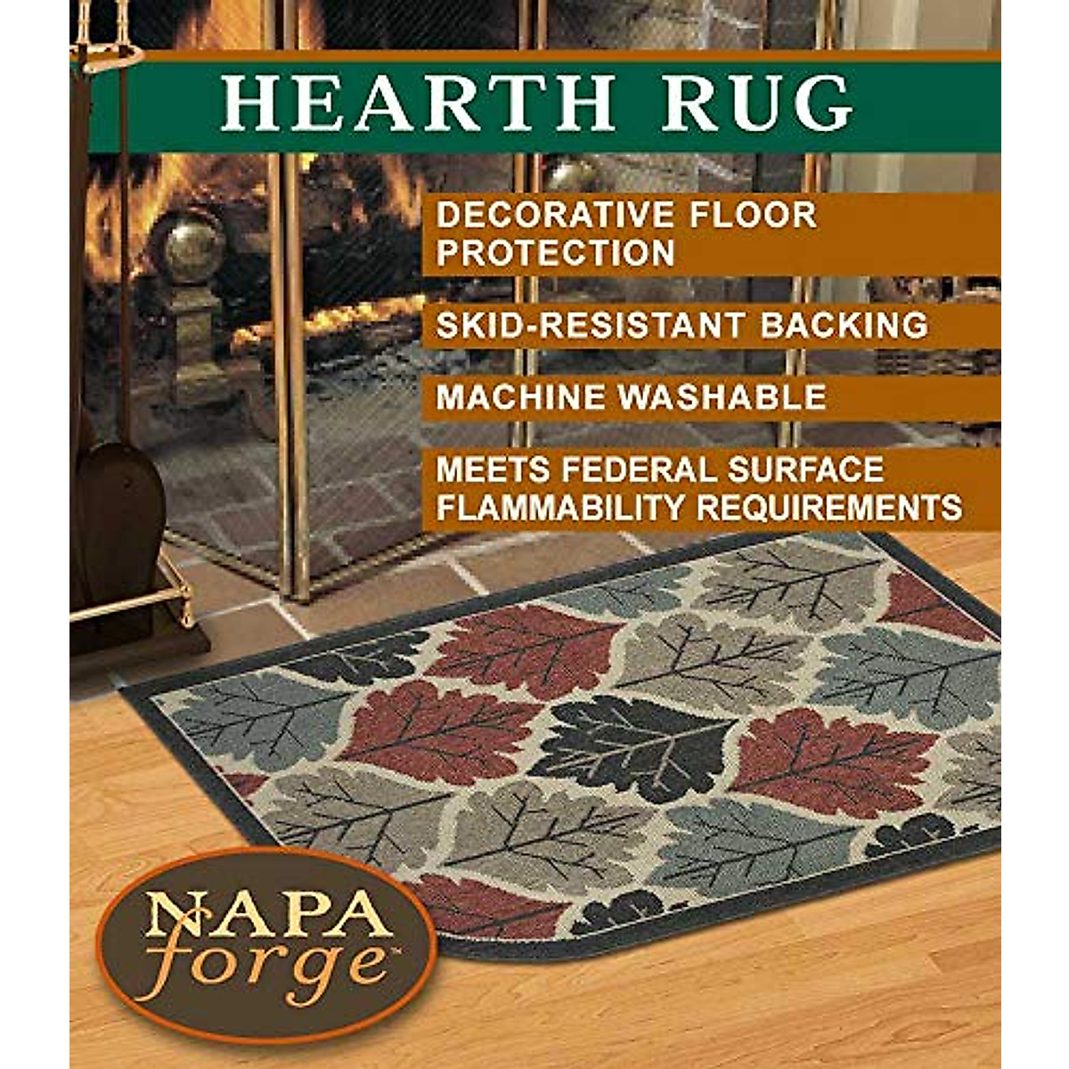 Pilgrim Home and Hearth Pilgrim Fireplace Hearth Rug, 46" x 28", Beautiful