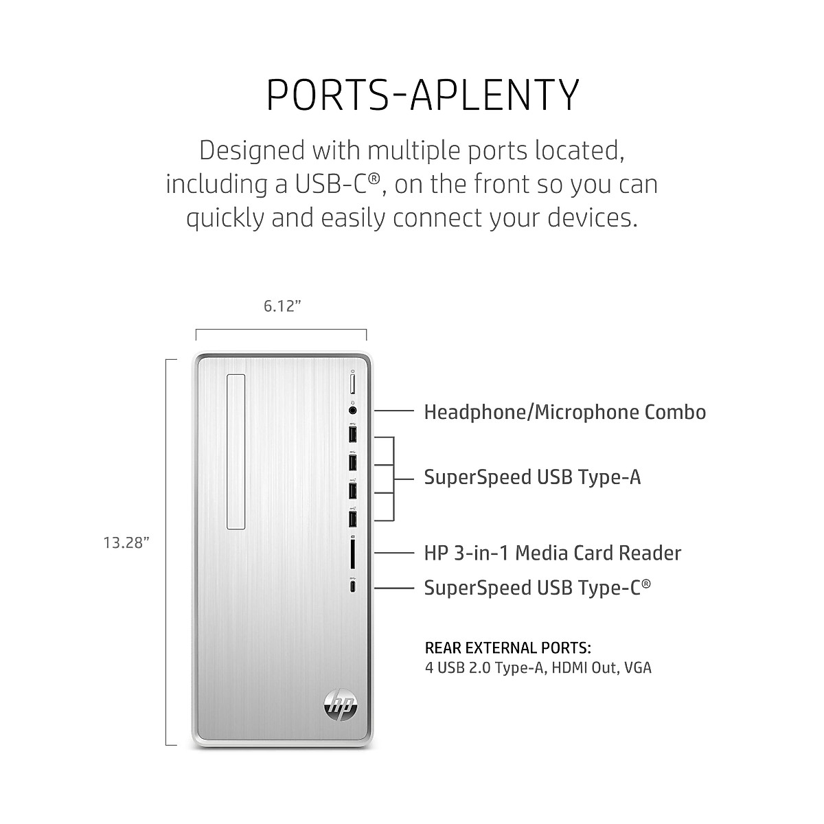 HP Pavilion Desktop PC, AMD Ryzen 7 5700G, 16 GB RAM, 512 GB SSD, Windows 11 Pro, Wi-Fi 5 & Bluetooth Connectivity, 9 USB Ports, Wired Mouse and Keyboard Combo, (TP01-2022, 2021) (Renewed)