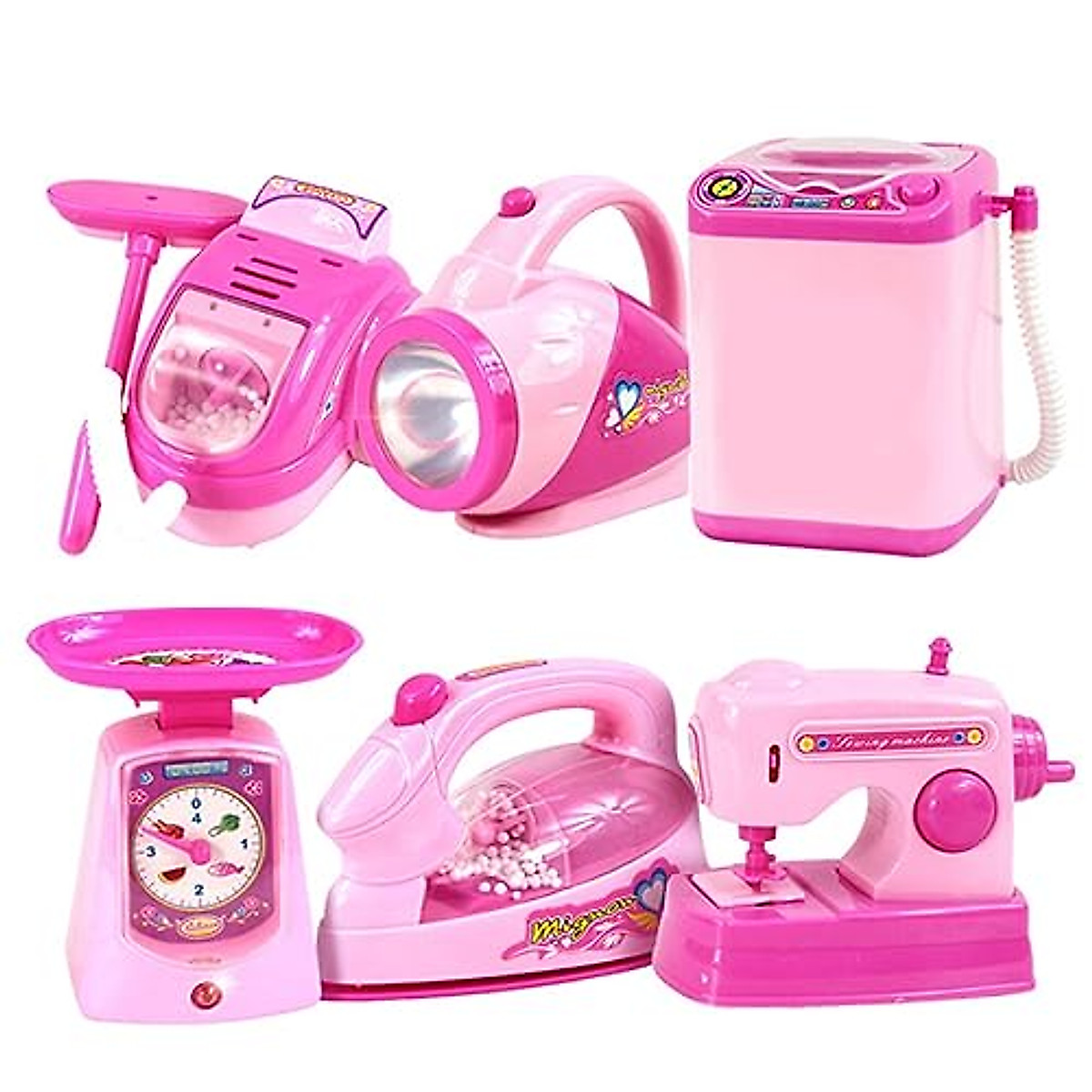 balacoo Kids Sewing Machine Toy Mini Sewing Machine Portable Sewing Machine Sewing Kit for Kids (Pink Without Battery)