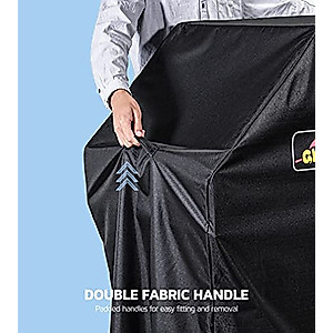 LyriFine 58inch Grill Cover, 600D Polyester Waterproof Heavy Duty Barbecue Gas Grill Cover, Special Fade & Weather Resistant, Outdoor BBQ Cover Fits Weber Char-Broil Nexgrill Brinkmann Grills, Black