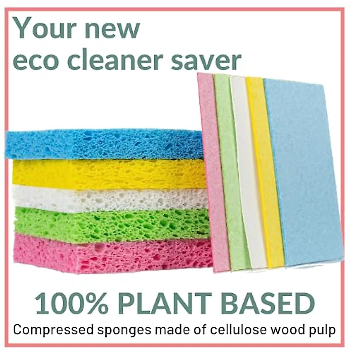 bioGo 10 Pack Compostable Pop-Up Sponges - Expanding, Non-Scratch, Plant-Based Dish Sponges - 10 Color Sponges - Compostable Pop Up Sponge - Rainbow Sponges - Kitchen Pop Up Sponges