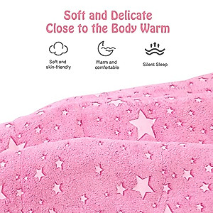 Kids Sleeping Bag for Girls, Glow in The Dark Slumber Bag, Sleeping Bag for Kids with Pillow, Soft Sleeping Bag for Toddler, Sleeping Bags for Girls Boys Daycare, Naps and Sleepovers,63" x 29"