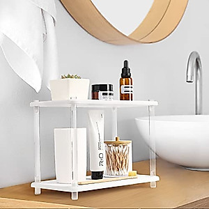 ACWOWO 2-Tier Instant Dry Bathroom Organizer Countertop, Kitchen Counter Shelf Organizer, Diatomaceous Earth Perfume Vanity Skincare Organizers Tray