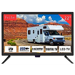 Feihe 22 Inch TV, 1080p LED Widescreen HDTV with Digital ATSC Tuners, 22 Inch Flat Screen TV with HDMI, VGA, RCA, USB for Kitchen, RV, Bedroom, Caravan
