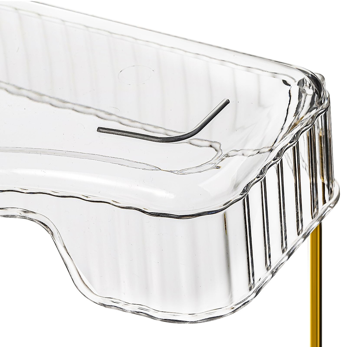 Cididu 3 Tiers Bathroom Counter Organizer, Clear Corner Shelf Storage Rack, Cosmetic Perfume Standing Holder with Gold Metal Pole, Skincare Sink Organizer for Vanity Countertop