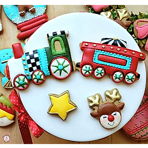 Train Railroad Cookie Cutters 3-Pc. Set Made in USA by Ann Clark, Train Engine, Caboose, Railroad Crossing Sign