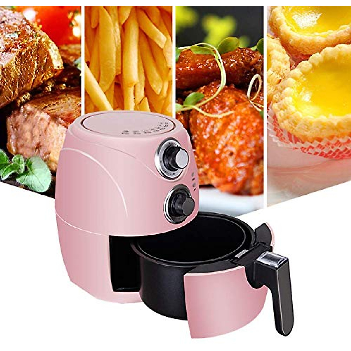 Non Stick Pan Air Fryer Fries Machine Household Small Capacity Fully Automatic Intelligent No Fuel Electric Fryer Oven 2.5L 3.5L Pink 2.5L Every Family