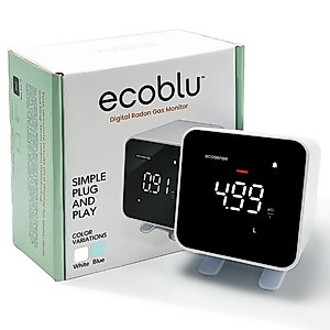 Ecosense EB100 EcoBlu, Home Radon Detector, Capture & Display Results Every 10 Minutes, Short & Long-Term Continuous Monitoring, Easy to Use