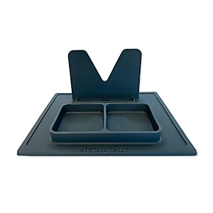 Media Mat - Silicone Food Placemat with Built-in Tablet/Phone/Media Stand for Kids, Toddler, Baby (Charcoal) Dishwasher Safe, Easy to Clean