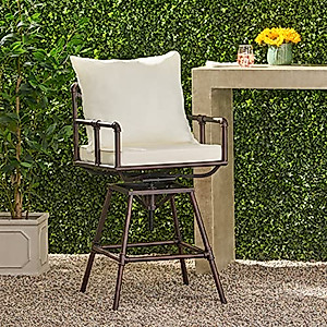 Christopher Knight Home Northrup Pipe Outdoor Adjustable Barstool, Black Copper